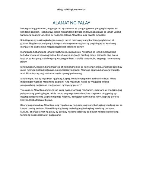 Alamat Ng Palay Pdf Pdf