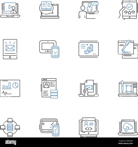 Thin And Light Laptop Line Icons Collection Sleek Portable Compact