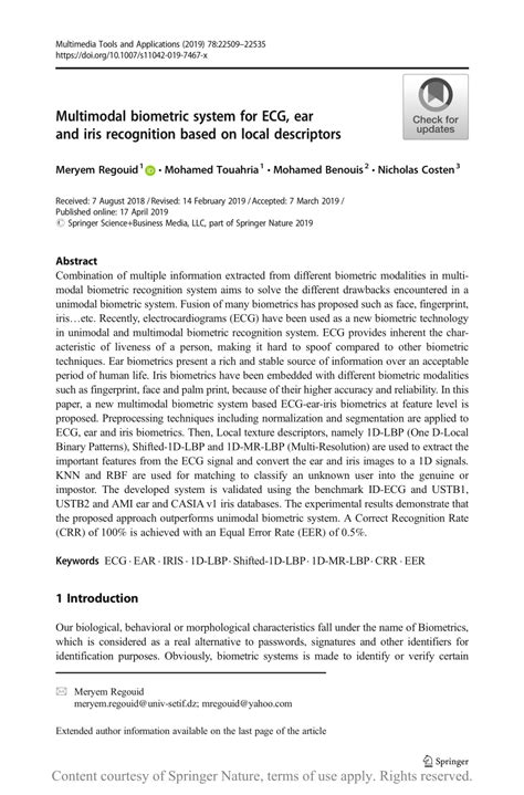Multimodal Biometric System For Ecg Ear And Iris Recognition Based On
