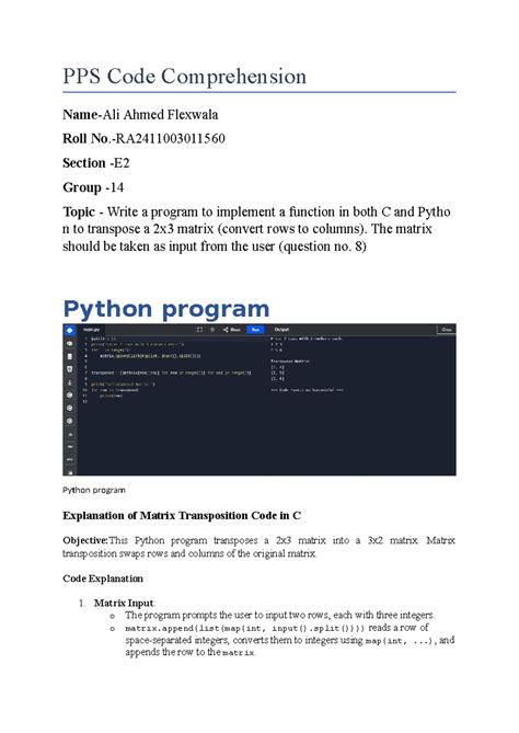 Pps Code Comprehension Ali Ahmed Ra2411003011560 Pps Code Comprehension Name Ali Ahmed