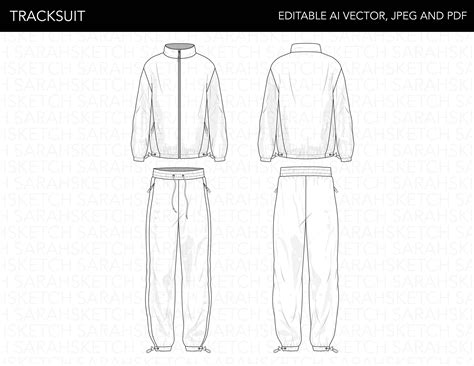 Tracksuit Flat Sketch Technical Drawing Ai Vector Jpeg Pdf Etsy