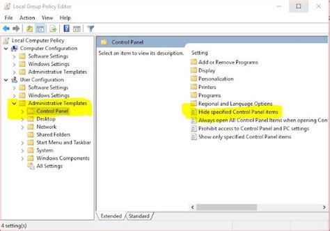 After Click On Hide Specified Control Panel Items You Will See A New Window Like This