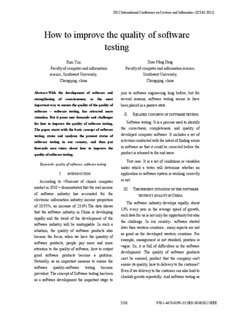 How To Improve The Quality Of Software Pdf Software Testing Software