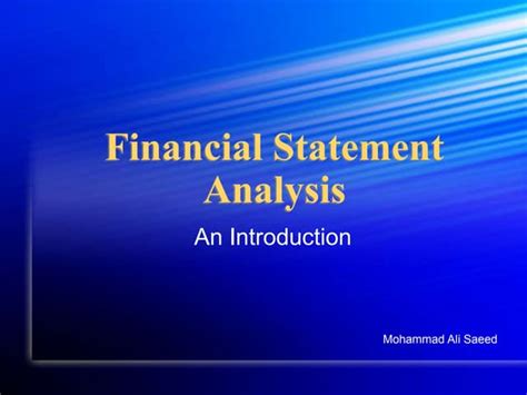Lecture 1 Intro To Financial Analysis Ppt