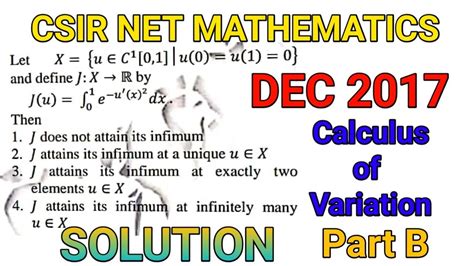 csir net mathematics dec 2017 calculus of variation solution