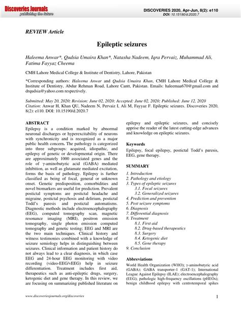 PDF Epileptic Seizures