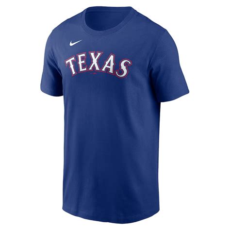 Mens Texas Rangers Wyatt Langford Nike Royal Fuse Name And Number T Shirt
