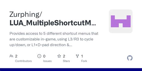 GitHub Zurphing LUA MultipleShortcutMenus Provides Access To 5 Different Shortcut Menus That