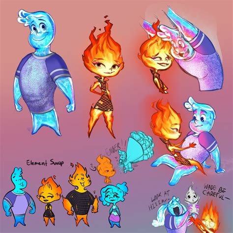 An Image Of Some Cartoon Characters With Fire And Ice On Their Faces