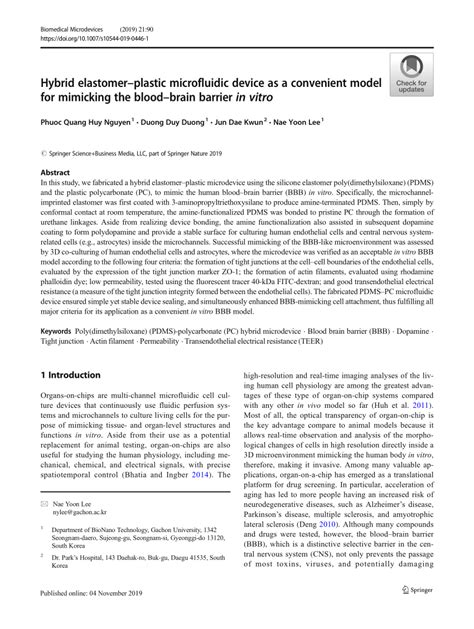 Pdf Hybrid Elastomer Plastic Microfluidic Device As A Convenient
