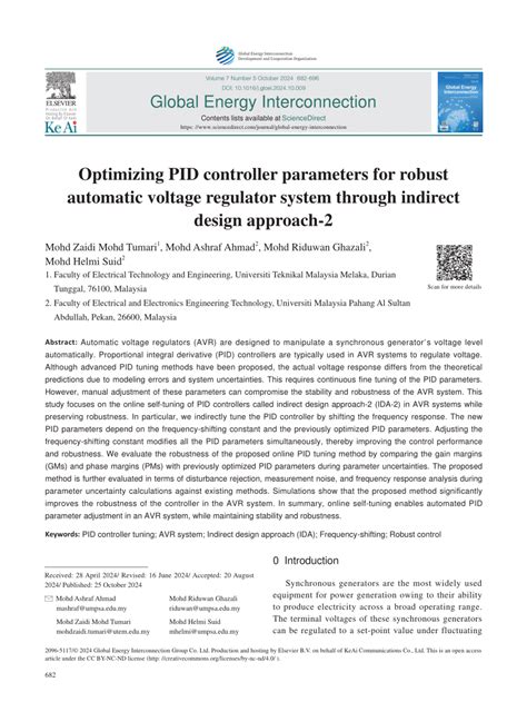 pdf optimizing pid controller parameters for robust automatic voltage regulator system through