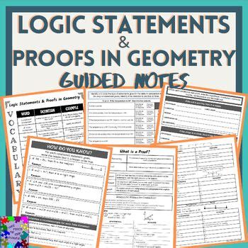 Logic Statement Proofs In Geometry Guided Notes By One Piece Of The Puzzle