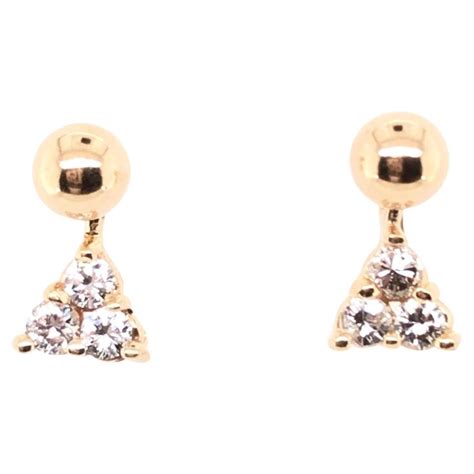 Diamond Triangle Dangle Drop 33ct Earrings Removable 14k Yellow Gold F