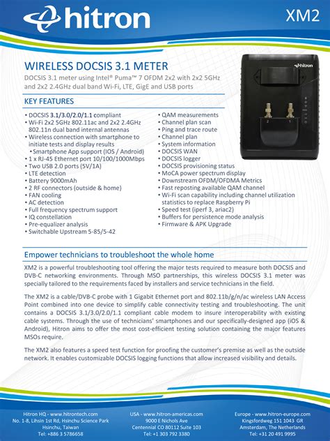 Hitron Technologies Xm2 Wireless Docsis 3 1 Meter User Manual Microsoft Powerpoint Xm2 Datasheet