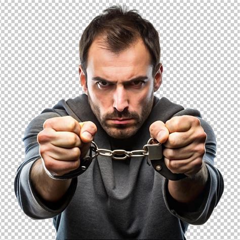 Front View Of Male Hacker With Hands Tied By Metal Premium Ai Generated Psd