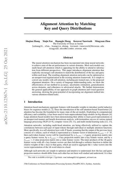 Pdf Alignment Attention By Matching Key And Query Distributions