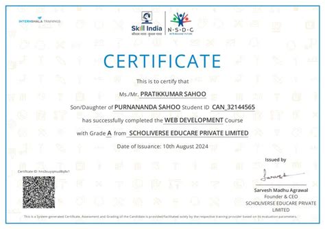 Pratik Kumar Sahoo On Linkedin Webdevlopment Skill Internship