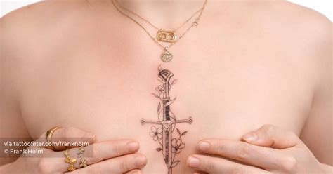 Sword Sternum Tattoo Female