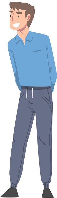 기쁨과 흥분 전체 길이 벡터 일러스트와 함께 미소 남성 캐릭터 개념에 대한 스톡 벡터 아트 및 기타 이미지 개념 긍정적인