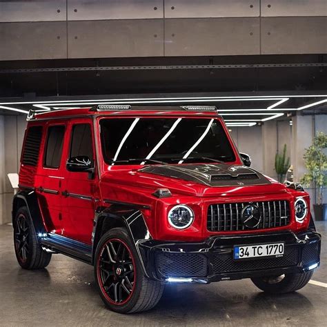 Red Mercedes G Class In Parking Garage