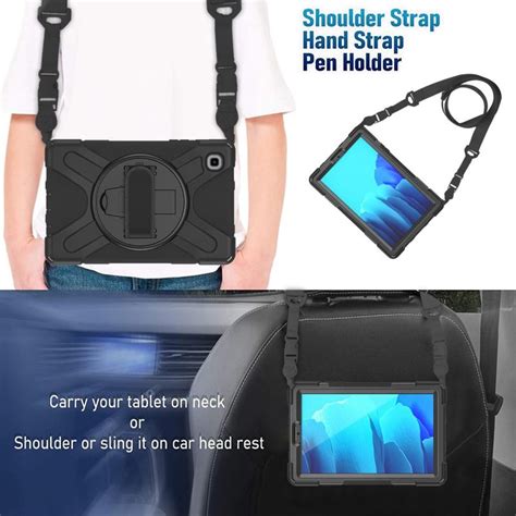 Samsung Galaxy Tab A7 Lite Heavy Duty 360 Case With Hand Strap Black