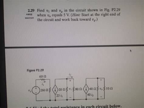 solved find v1 and in the circuit shown in fig p2 29 when
