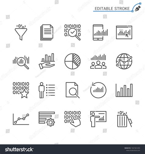 Data Analytics Line Icons Editable Stroke Stock Vector Royalty Free
