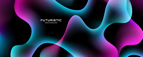 네온 웨이브 효과 장식이 있는 어두운 공간에 화려한 추상 배경 빛나는 역동적인 색상의 현대적인 배너입니다 웹 전단지 카드 또는 브로셔 표지를 위한 그래픽 디자인 요소 유동