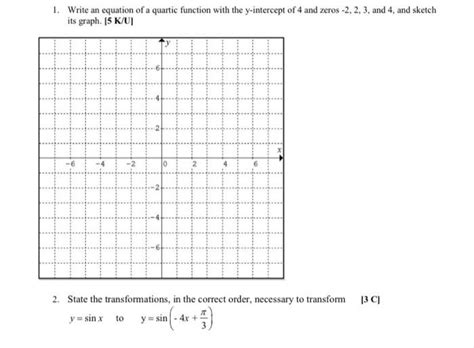 solved 1 write an equation of a quartic function with the