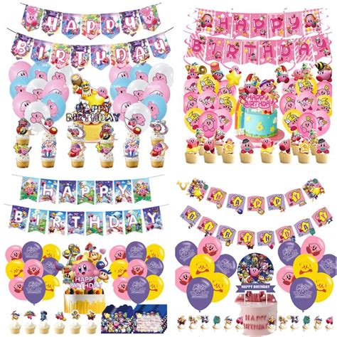 스타 커비 파티 장식 라텍스 풍선 만화 애니메이션 테마 풍선 생일 축하 배너 장식 어린이 장난감 선물 Aliexpress