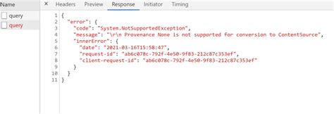 provenance none is not supported for conversion to contentsource