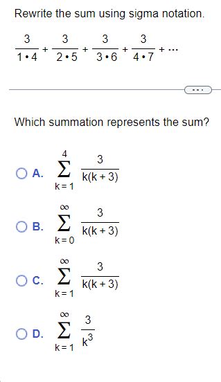 solved rewrite the sum using sigma