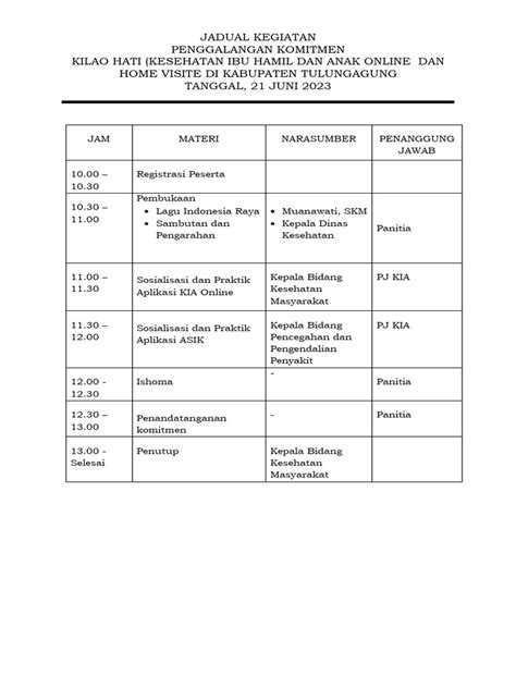 Roundown Kegiatan Pdf