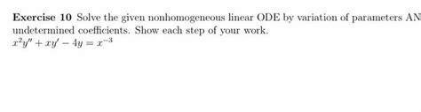 Solved Exercise 10 Solve The Given Nonhomogeneous Linear Ode