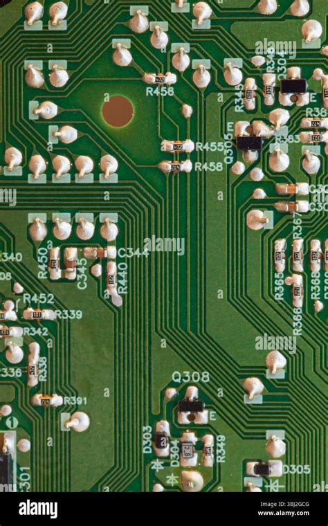 Detailed Close Up Of An Electronic Circuit Board Showcasing Design Components And
