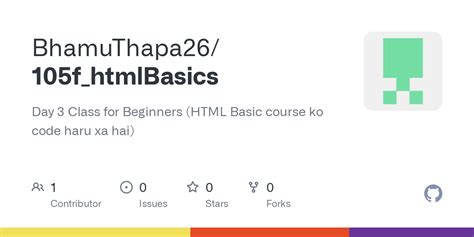 Github Bhamuthapa26105fhtmlbasics Day 3 Class For Beginners Html