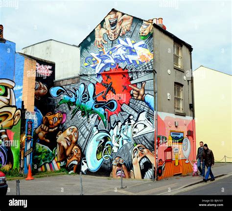 Buildings Covered In Approved Graffiti Art In The North Laine Area Of