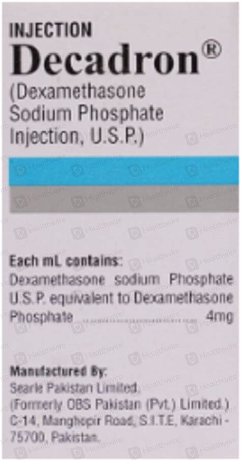 Decadron 4mg Ml 5ml Injection Price In Pakistan Uses Dosage Side Effects