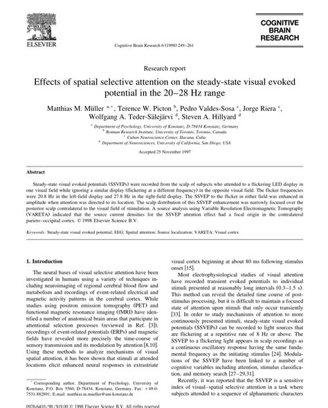 Pdf Effects Of Spatial Selective Attention On The Steady State Visual