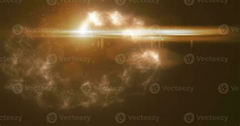Abstract Yellow Glowing Energy Magic Particle Comet Flying Along Path