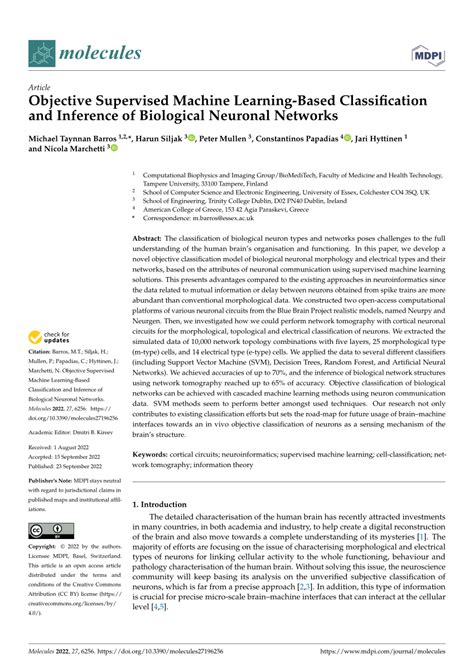 Pdf Objective Supervised Machine Learning Based Classification And Inference Of Biological