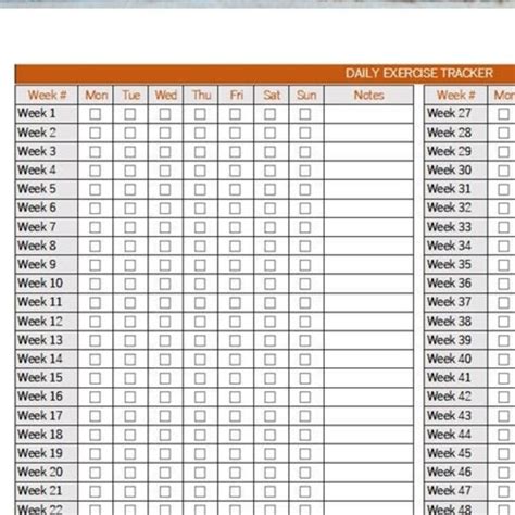 Excel Template Exercise Etsy