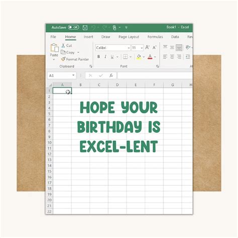 Birthday Card Excel Etsy