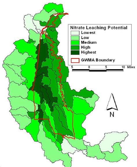 Modeled Results Showing Areas With Lower And Higher Nitrate Leaching