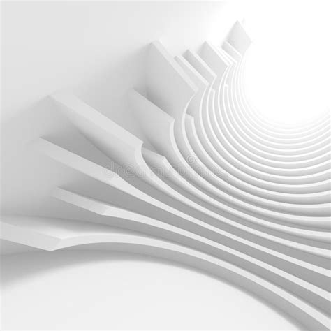 abstract architecture background 3d rendering of white circular stock