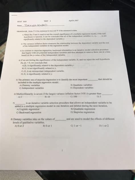 Solved When The F Test Is Used To Test The Overall Chegg