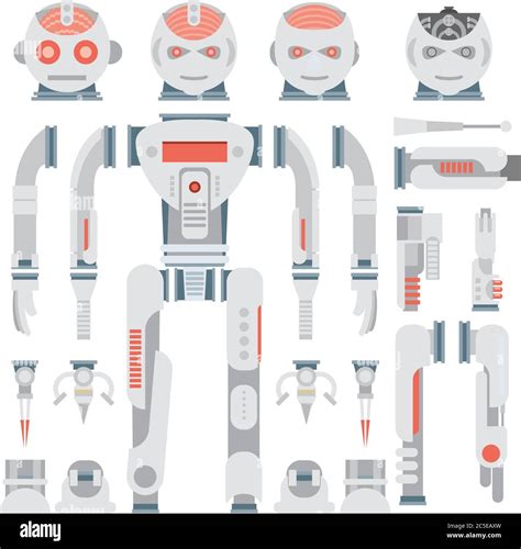 Robot Design Attributes Body Parts And Other Details Of Vector Image