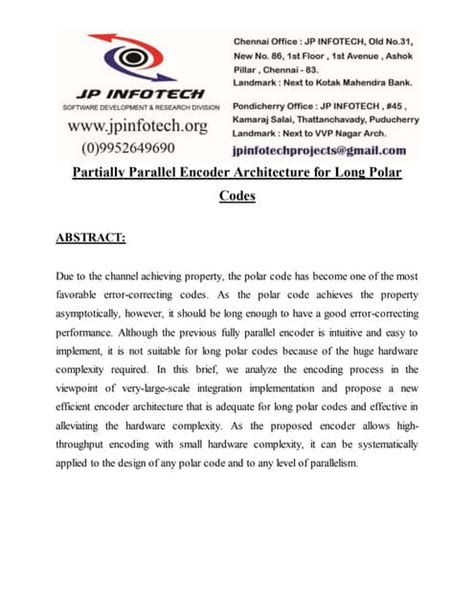 Partially Parallel Encoder Architecture For Long Polar Codes Pdf
