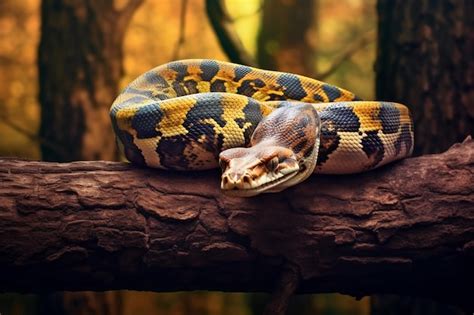 Premium AI Image Reticulated Python On The Tree With AI Generated