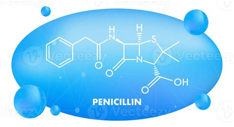 Penicillin Molecular Structure With Blue Gradient Background And